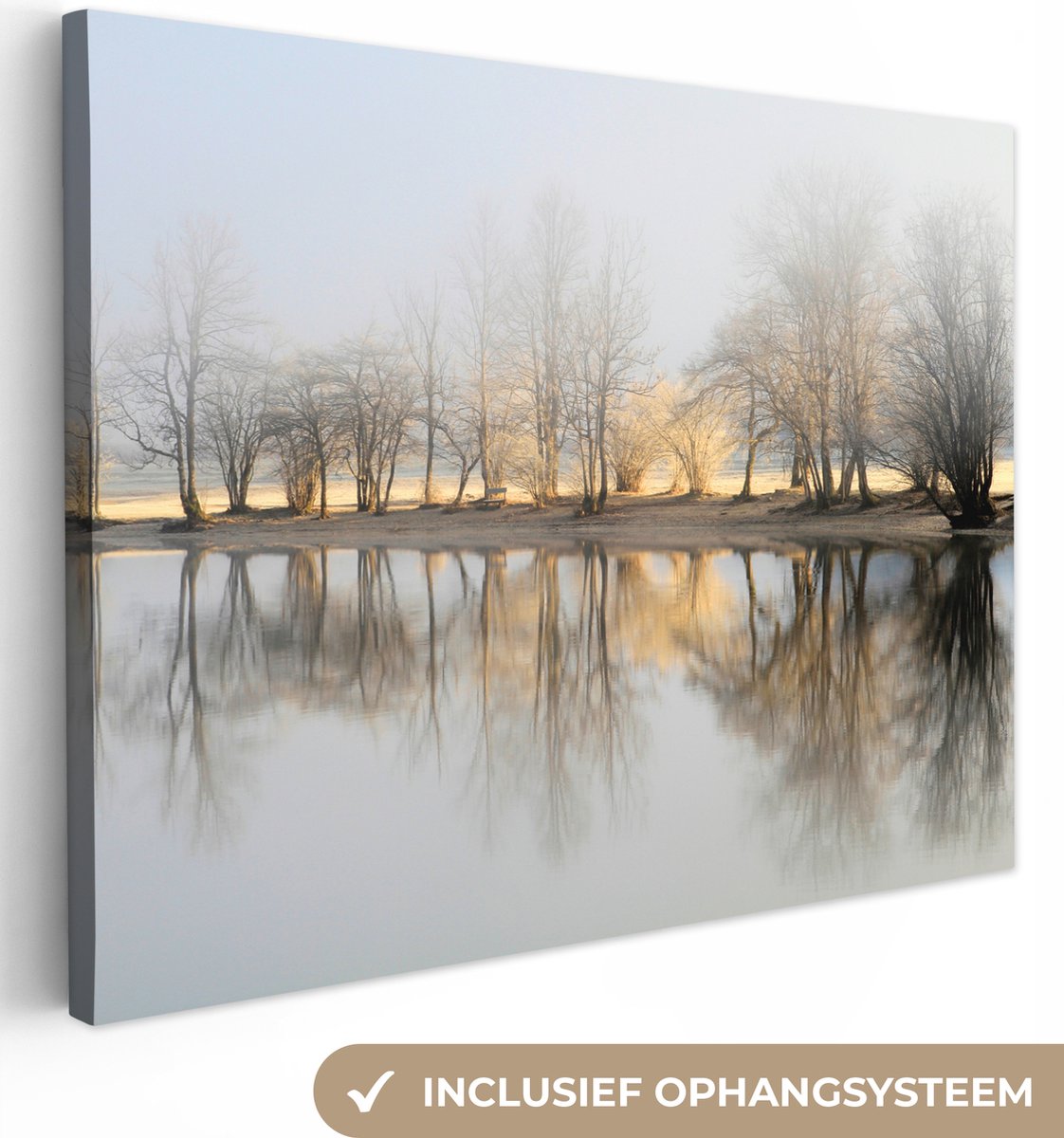 Canvas Schilderij Water - Bomen - Natuur - Landschap - 120x90 cm ...