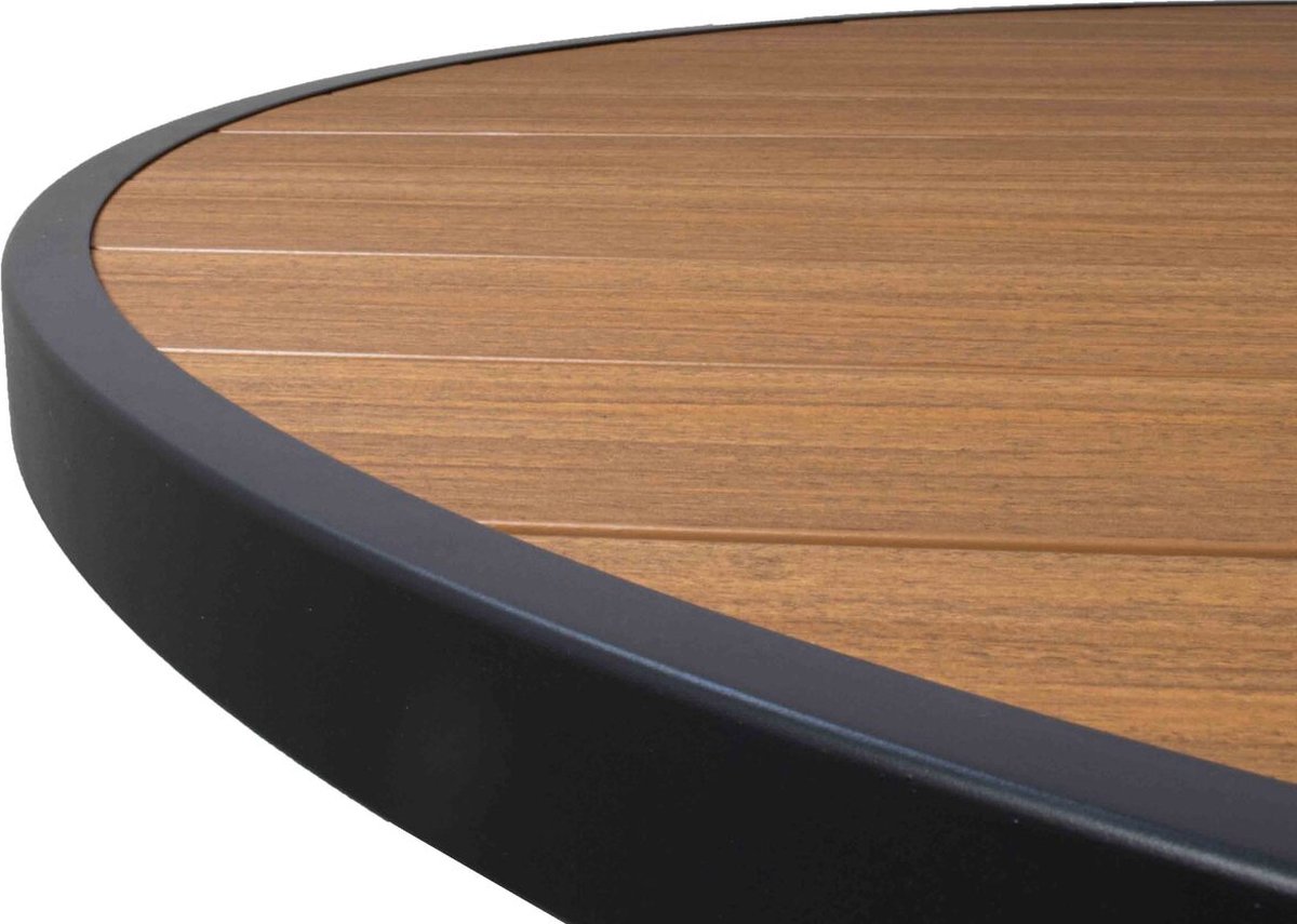 Ronde Tuintafel - Kunststof Aluminium - Naturel - Ø120cm - Tuintafel ...