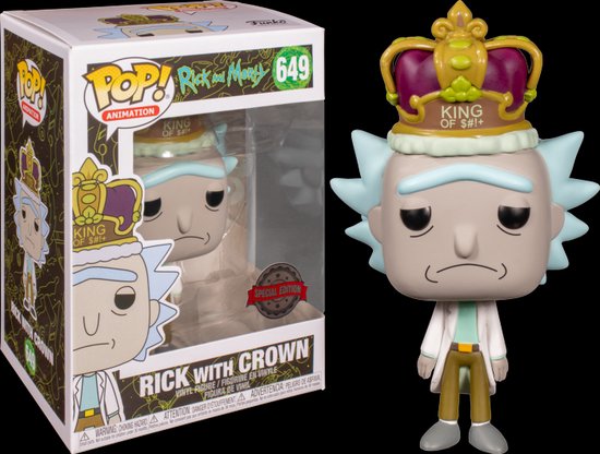 Funko Pop! Rick and Morty Rick with Crown #649 Exclusive Vaulted with ...