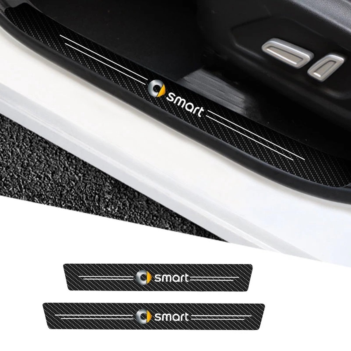 SMART ForFour dorpel bescherm sticker 4 deurs CARBON | bol.com