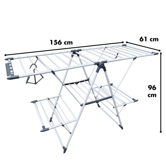 Luxe Droogrek Inklapbaar Met 24 Meter Drooglengte – 2 Pack – Wit ...