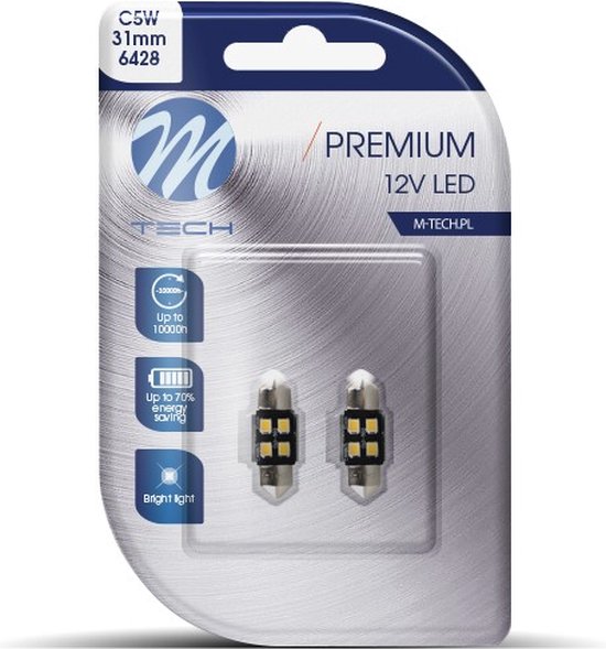 M-Tech LED C5W 12V 31mm - Premium 4x Led diode - Canbus - Wit - Set | bol