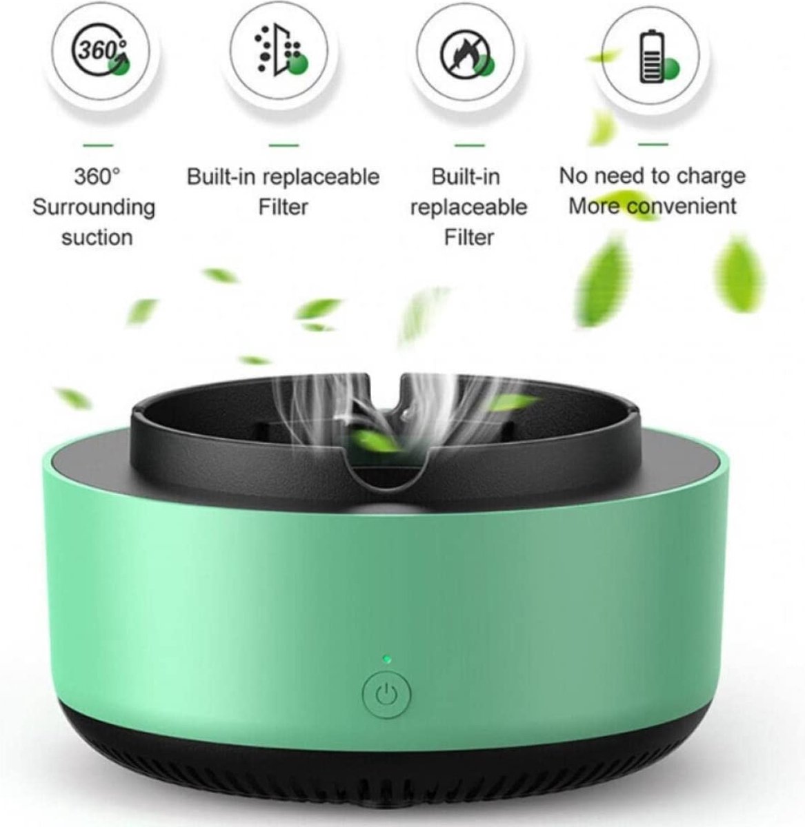 Deluqse Asbak Met Luchtreiniger - Groen - Asbak Met Afzuiging ...