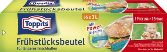 Toppits boterhamzakjes - vershoudzakje met 1 zakklem - 4 x 55 zakjes | bol