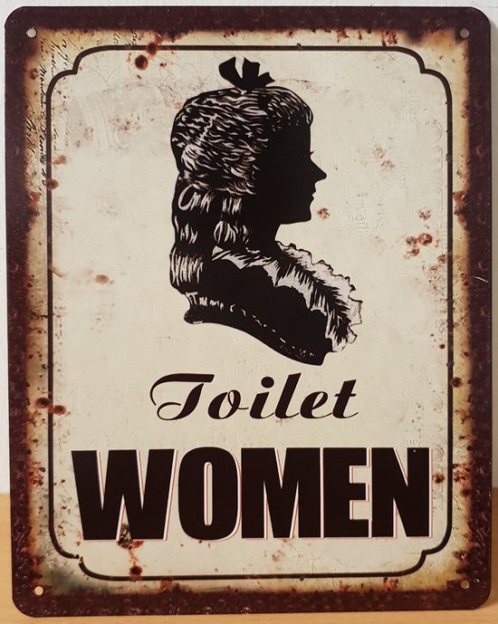 Toilet women Reclamebord van metaal 25 x 20 cm METALEN-WANDBORD - MUURPLAAT - VINTAGE... | bol