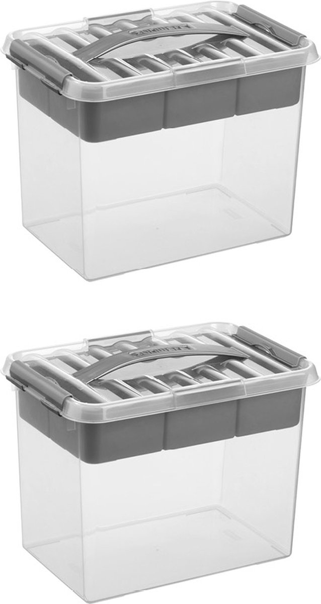 Sunware - Q-line opbergbox met inzet 9L - Set van 2 - Transparant/grijs ...