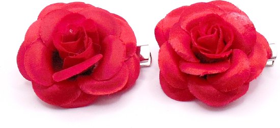 2 roosjes klein met duckklem rood glinsterend | bol