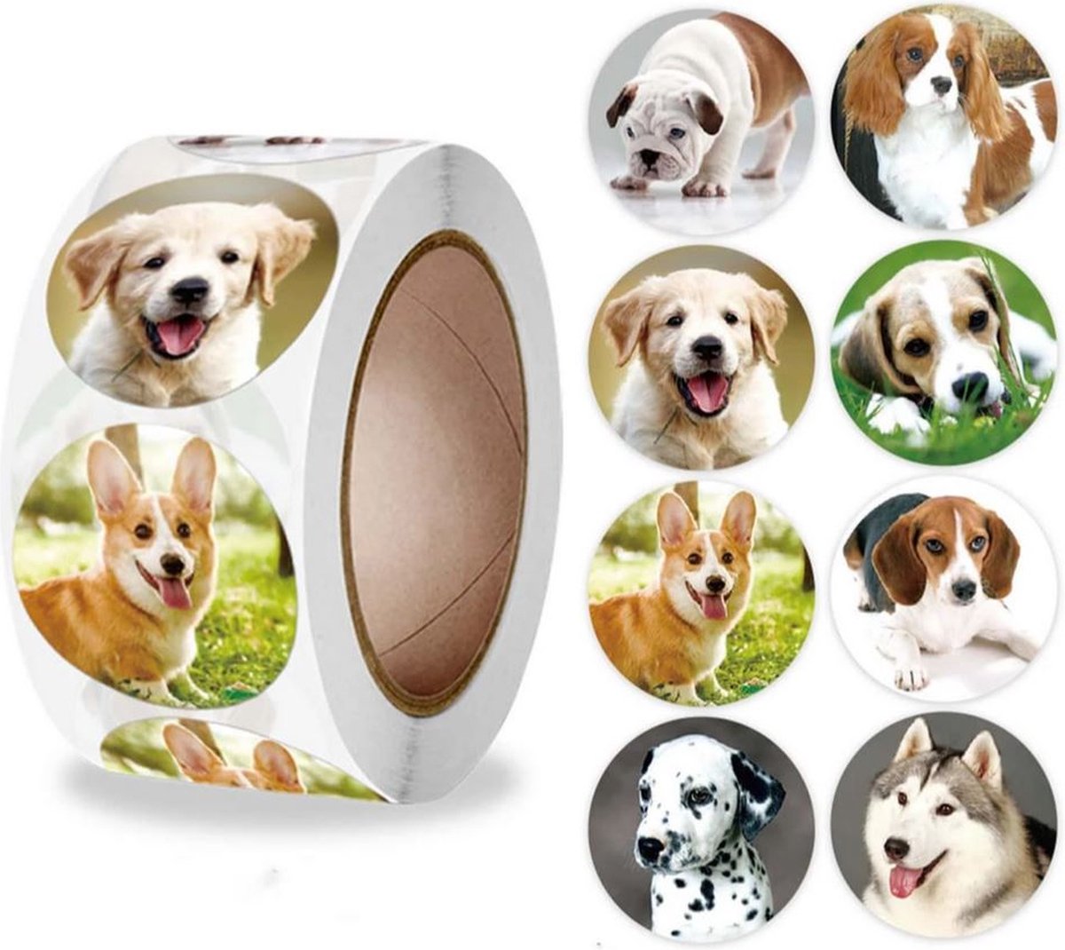 500 stickers op rol honden 2,5 cm | bol.com