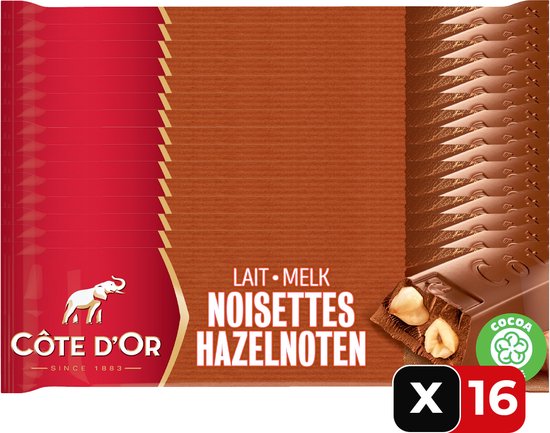 Côte d'Or Chocolade Repen Melk Hele Hazelnoten - 45 Gram - 16 Stuks ...