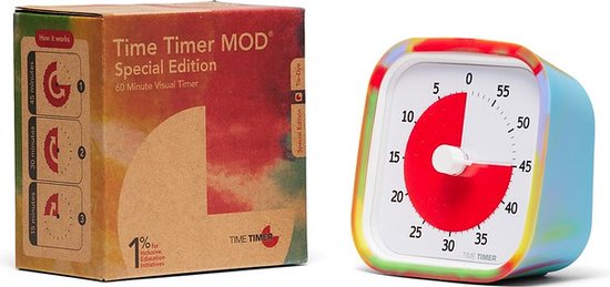Time Timer Original MOD Tie Dye - Visuele Countdown Timer - Tijdklok - Tijdmanagement... | bol