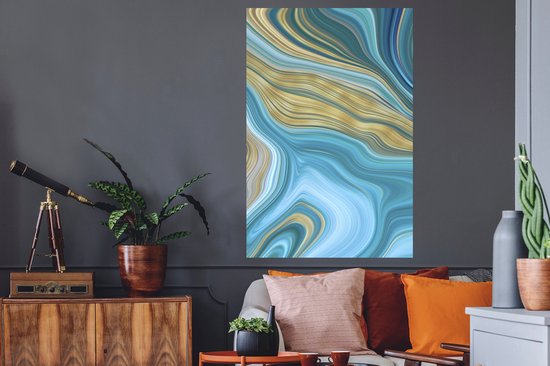 Muurstickers - Sticker Folie - Marmer - Golven - Goud - Patronen ...