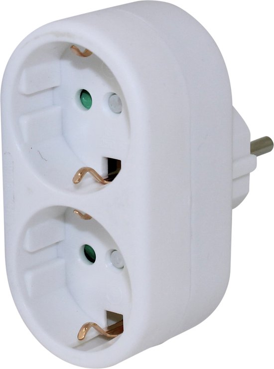 Scanpart stopcontact splitter verticaal - 2 voudig - Verdeelstekker ...