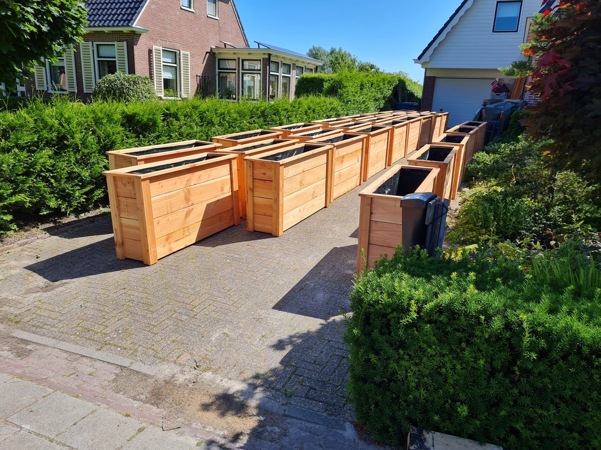 Plantenbak gemaakt van duurzaam douglas hout transparant gebeitst ...