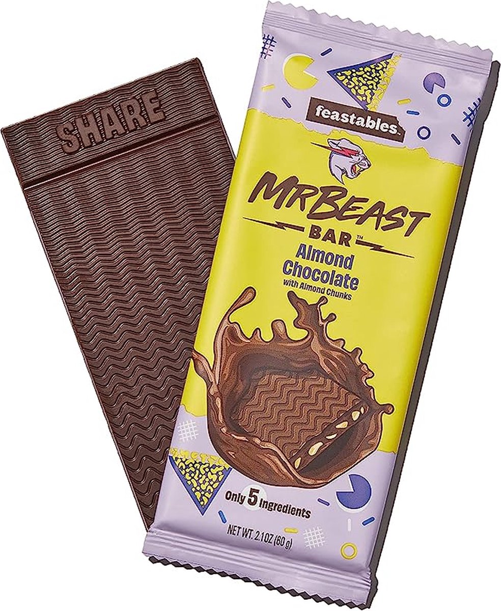 Tablette de chocolat Feastables MrBeast aux amandes - Contient 10 ...