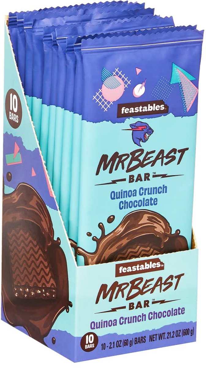 Feastables MrBeast Quinoa Crunch Chocoladereep - Bevat 10 Repen van 60 ...