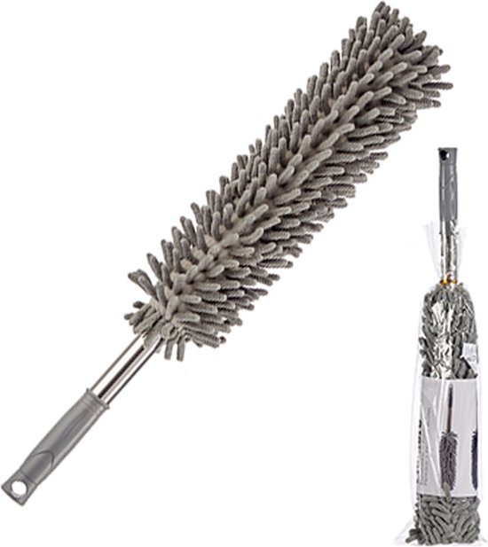 Plumeau/duster metallic - microvezel - lichtgrijs - 54 cm - Huis ...