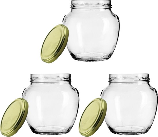 3x Sierlieke weckpotten glas 1 liter met sluiting - 1000ml/ weckpotjes ...