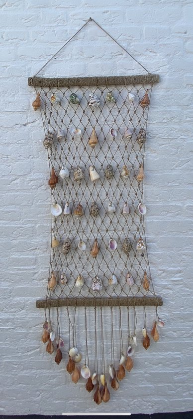 Schelpen hanger - schelpenhanger - Visnet met schelpen - Strand gevoel ...