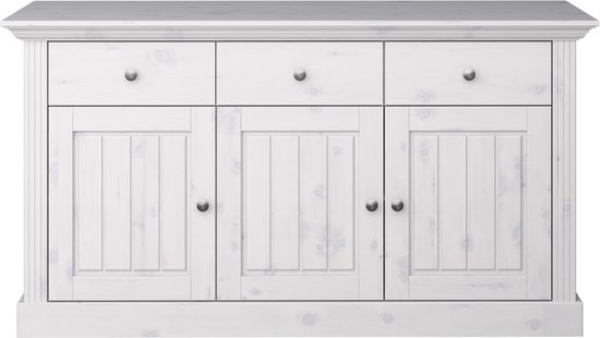 Alonso dressoir 3 deuren, 3 lades, white washed. | bol
