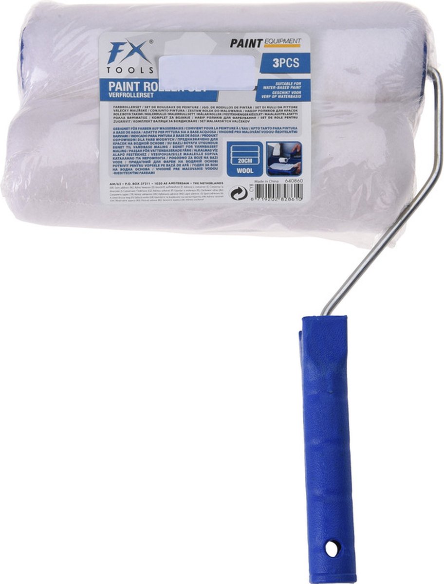 FX Tools Verfroller/vachtroller met beugel - 20 cm - incl. extra roller ...