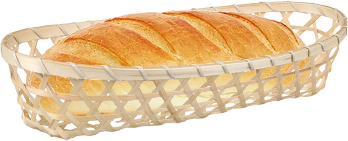 Broodmandje/stokbrood mandje - bamboe hout - 39 x 12 x 8 cm - Serveermandjes voor broodjes | bol