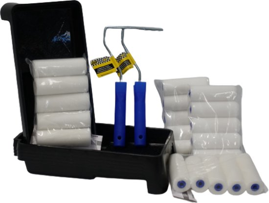 Verfroller recht en rond 10 cm - verfbak - rollerbeugel - set 27 stuks ...