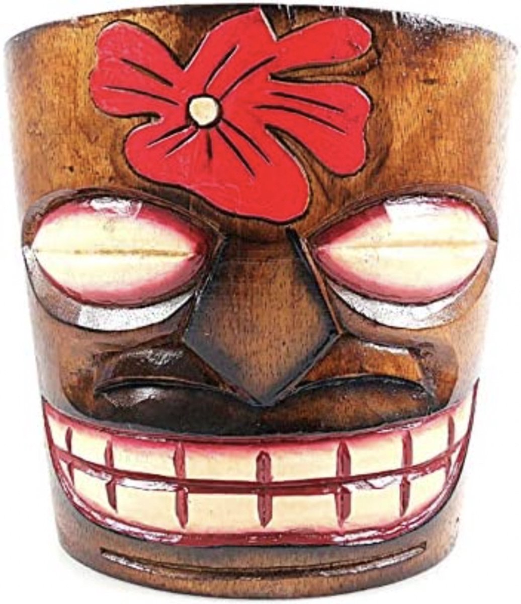 Coco Papaya Tiki bloempot van hout, bloemenmotief | bol.com