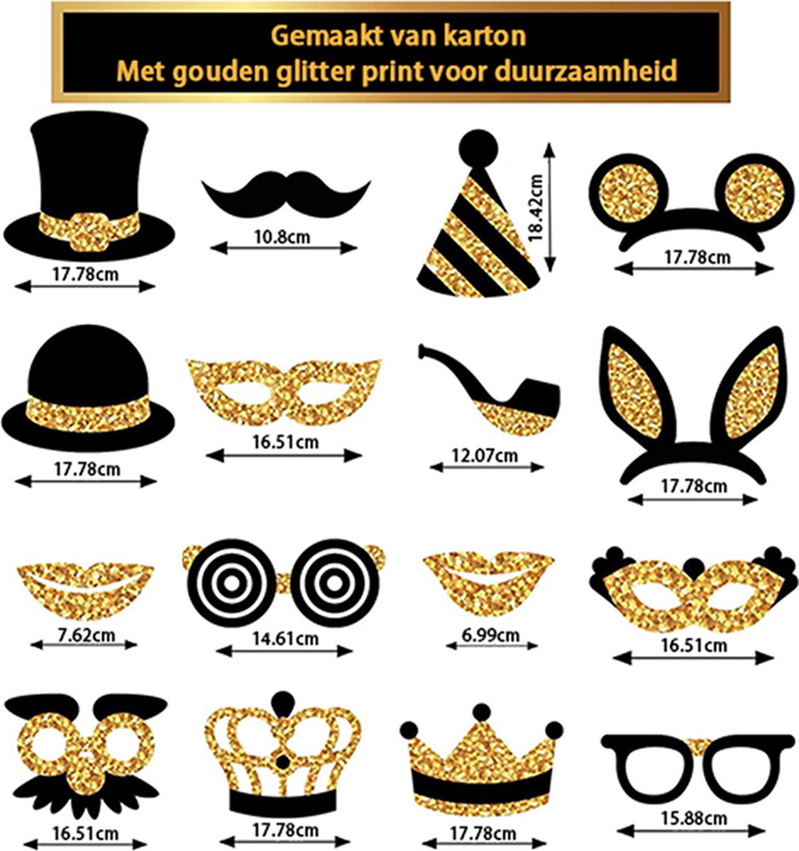 Daily Essentialz Photobooth Props Goud - Photobooth - Photobooth Props Verjaardag -... | bol.com