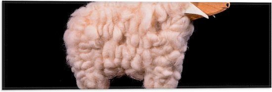 Vlag - Beeld van Schaap met Wol tegen Zwarte Achtergrond - 60x20 cm ...