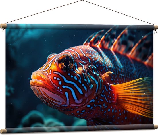 Textielposter - Koraalduivel Vis met Prachtige Felle Kleuren op de Zeebodem - 90x60 cm... | bol