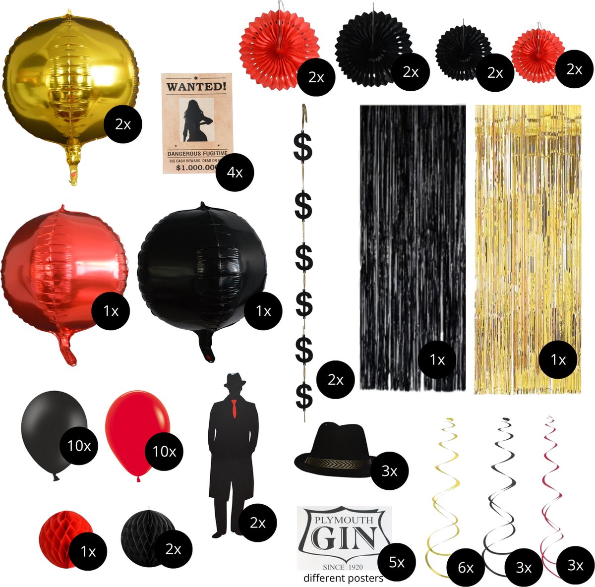 My Theme Party - 62 stuks Maffia feestpakket - Thema Feestversiering ...