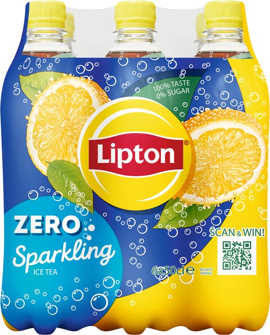 Lipton Ice Tea Sparkling Zero Sugar- Verfrissende Zwarte Ijsthee - 100% Taste, 0%... | bol