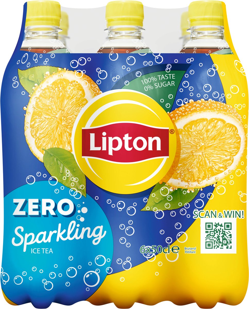Lipton Ice Tea Sparkling Zero Sugar- Verfrissende Zwarte Ijsthee - 100% ...