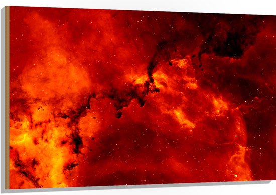 Hout - Vuur - Rook - Rood - 120x80 cm - 9 mm dik - Foto op Hout (Met ...