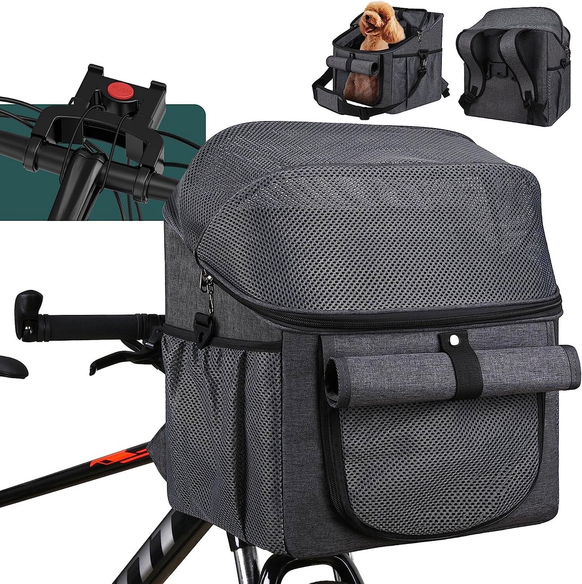 Fietsmand Hond - zwart - Hondenmand fiets - Fietsmand hond voorop - Fietstas stuur -... | bol.com