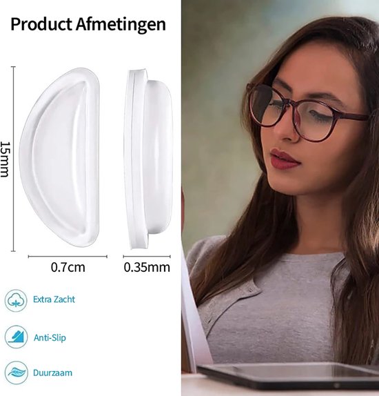 Neuspads bril - Zelfklevend antislip neusvleugels - Siliconen - Wit ...