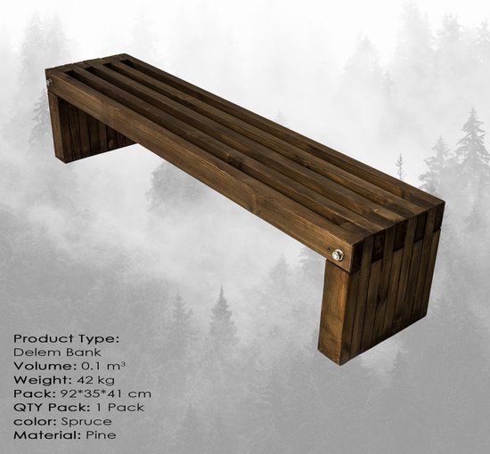 Bank - 100% Denen Hout - Stijlvolle Walnoot Afwerking - 90x90x39cm ...
