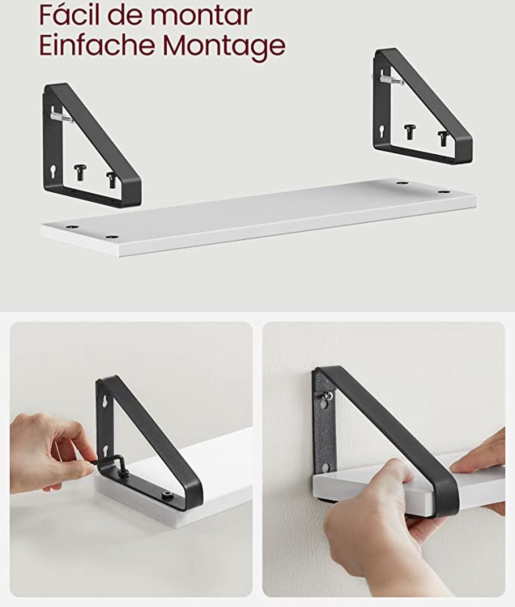 Wandplank in industrieel ontwerp, zwevende plank, set van 3, wandmontage, stabiele... | bol.com