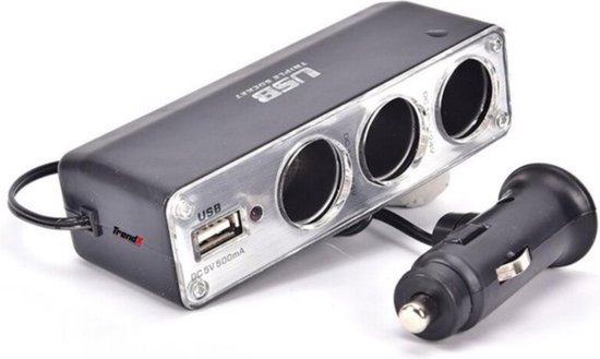 3 in 1 Aansteker Aansluitingen met USB poort - RVS - Autolader - Auto ...