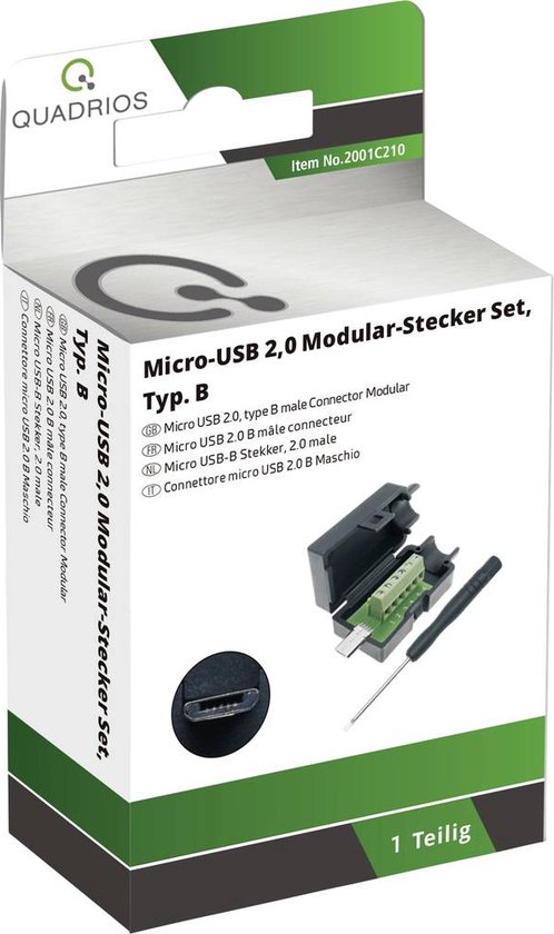 Mini-USB 2.0 – stekkerset, Type-B Stekker, inbouw horizontaal 2001C210 ...