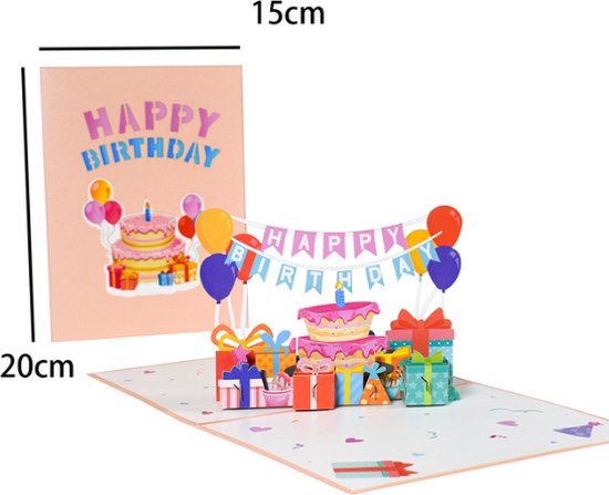 3d Pop-Up Wenskaarten - verjaardagstaart Gelukkige Verjaardag - Met ...