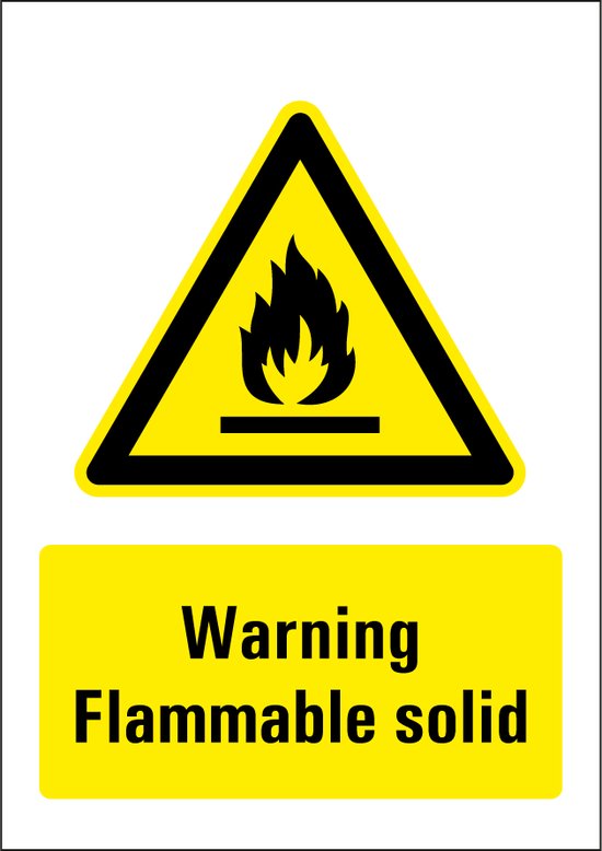 Warning flammable solid sticker 210 x 297 mm | bol