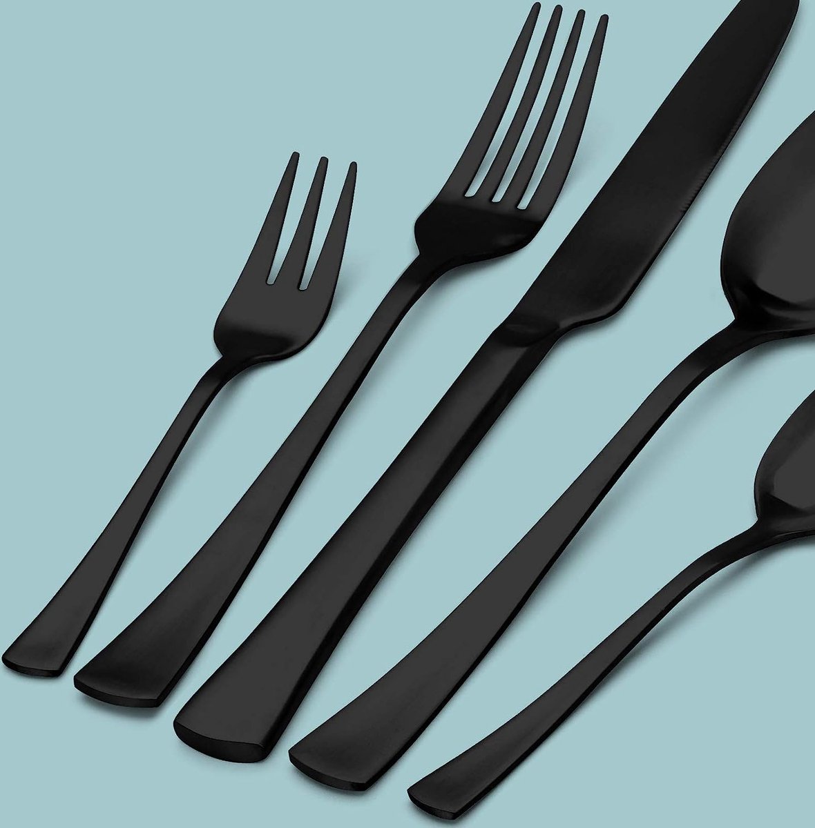 30-delig titanium zwart bestek, 30-delig zwart bestekset, service voor ...