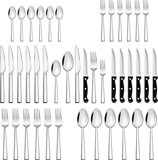 Bestekset voor 6 personen, 36-delige roestvrij stalen bestekset met ...