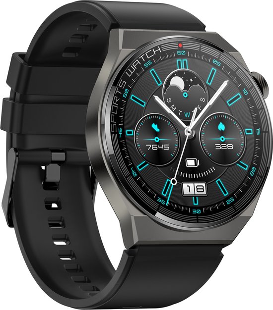 Qlarck Smartwatch Heren - Activity Tracker - 46 mm - Full Touchscreen ...