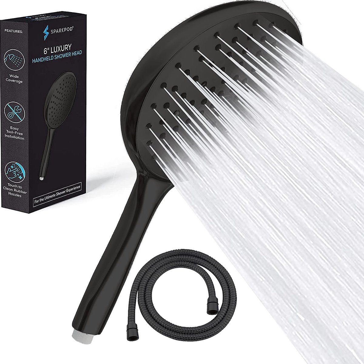 Hogedruk handdouche met slang - 15 cm oppervlak - XXL regendouche met ...