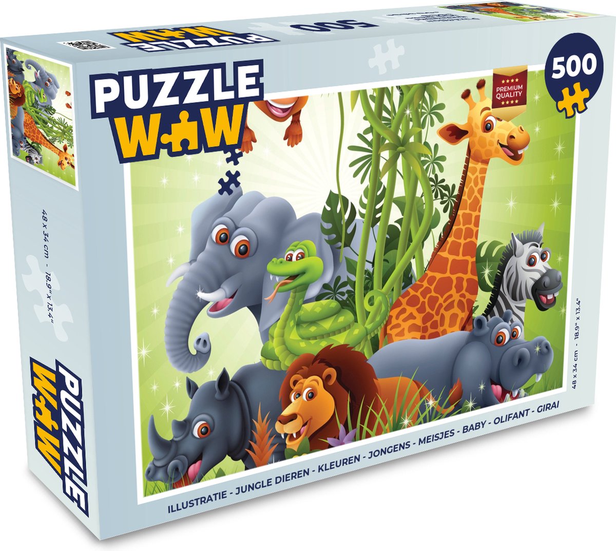 Puzzel Jungle dieren - Planten - Kinderen - Olifant - Giraf - Leeuw ...