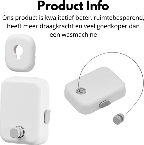 Waslijn uittrekbaar - Roldrooglijn - Drooglijn - Wanddroogrek ...