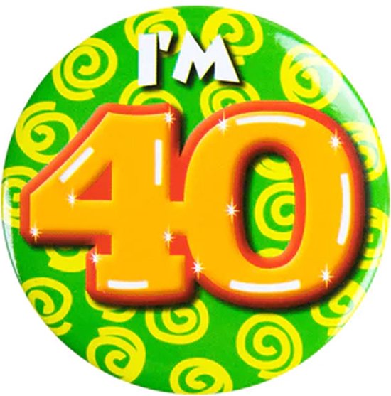 Button 40 Jaar - Button met speld (55mm) - Leeftijd badge - 40 Jaar ...
