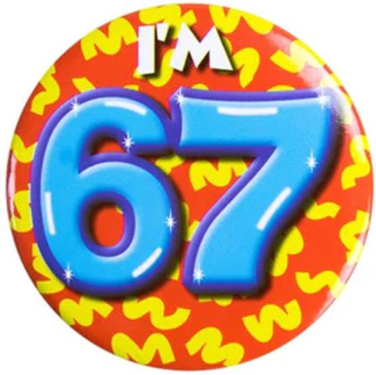 Button 67 Jaar - Button met speld (55mm) - Leeftijd badge - 67 Jaar ...